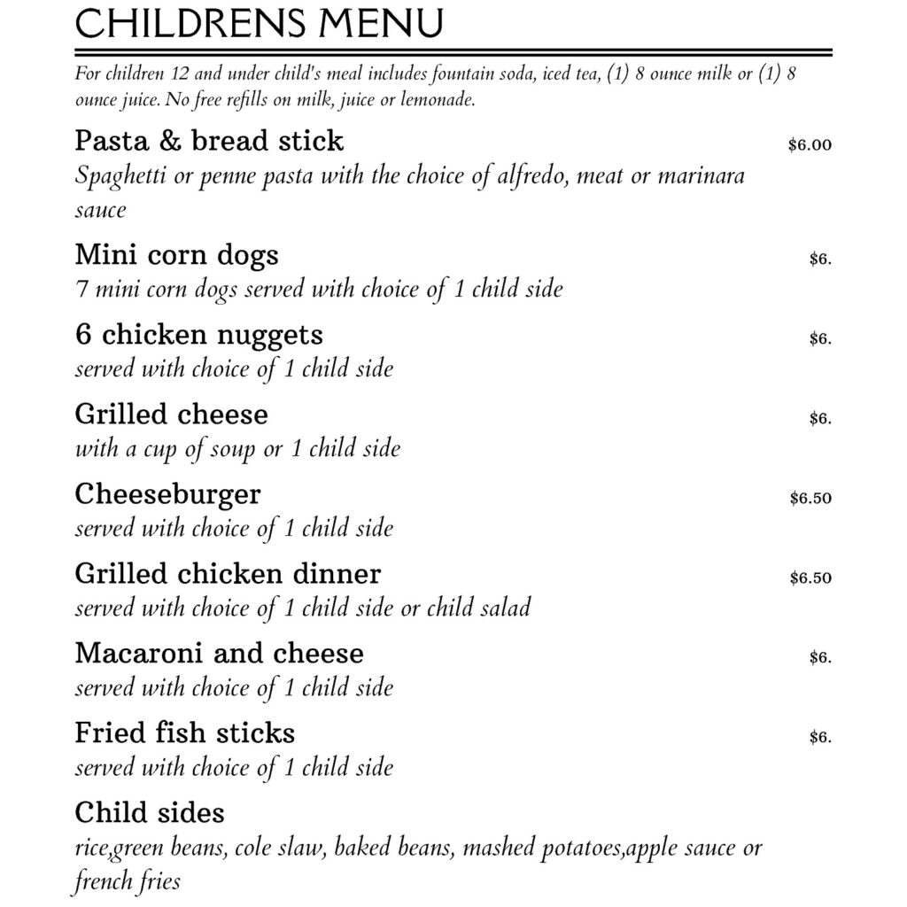Our Menu – Main Street Mill