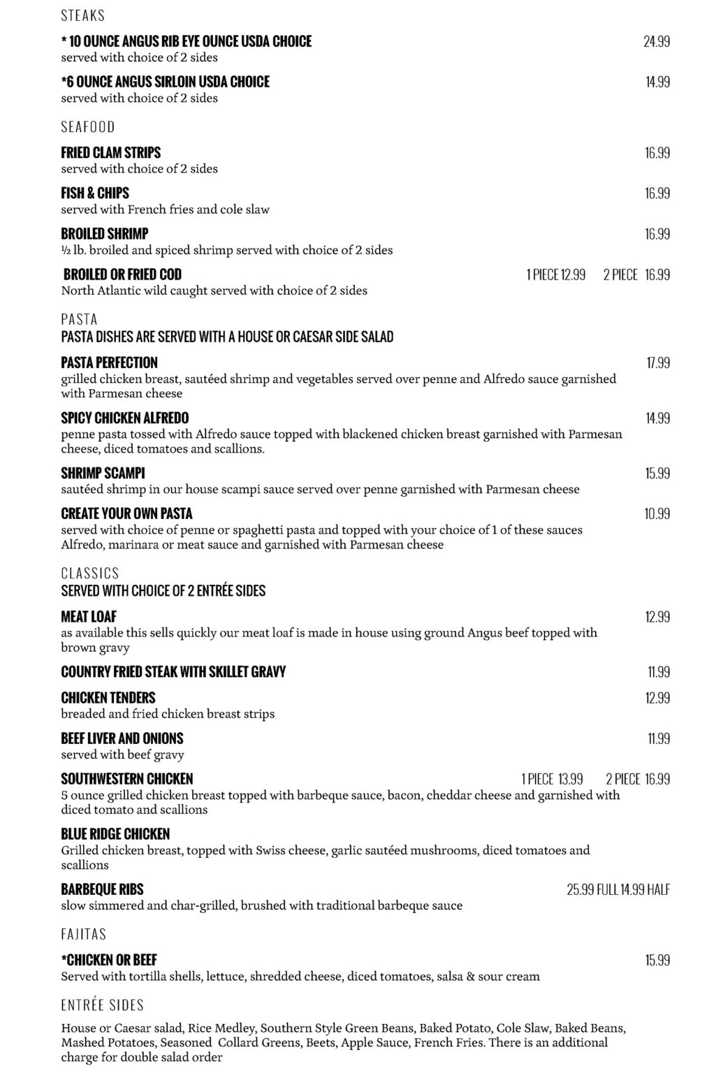 Our Menu – Main Street Mill