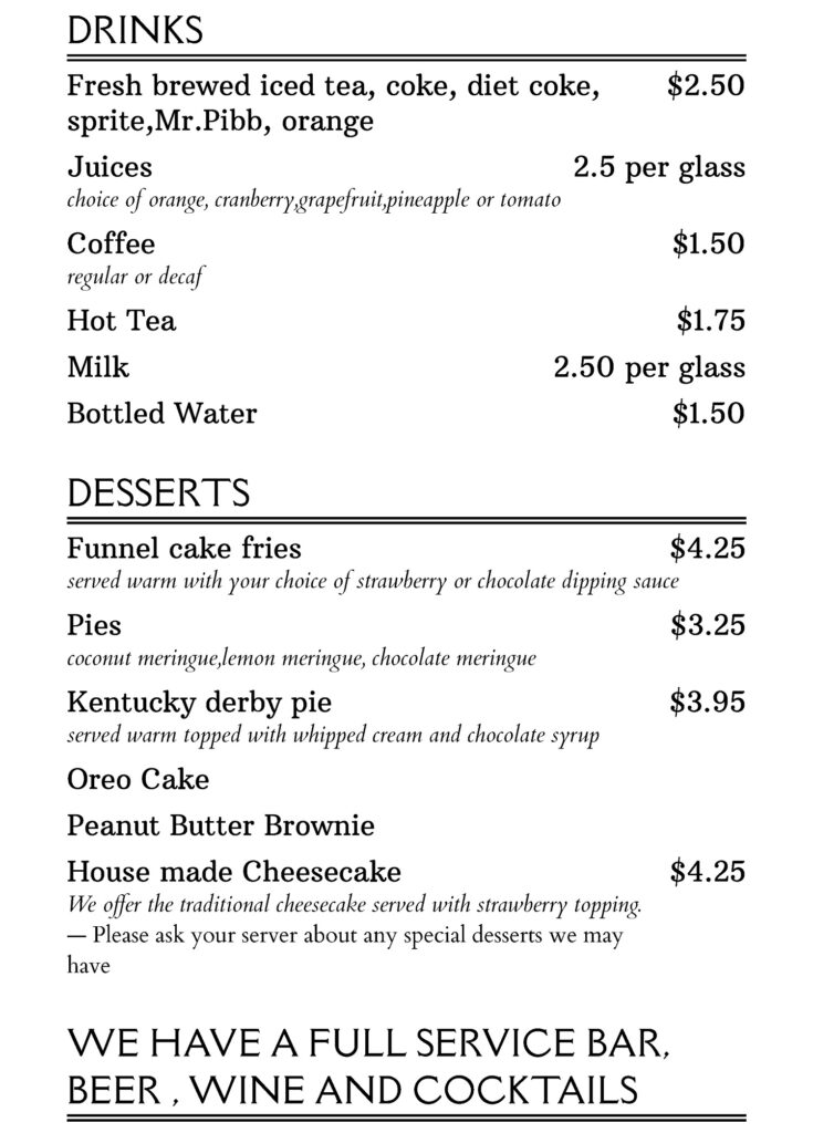 Our Menu – Main Street Mill