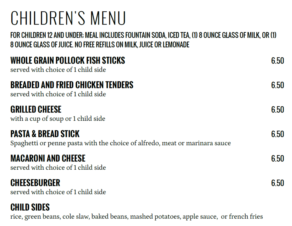 Our Menu – Main Street Mill