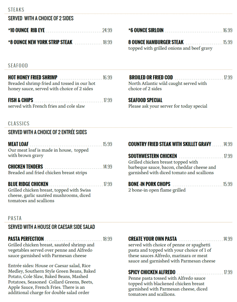 Our Menu – Main Street Mill